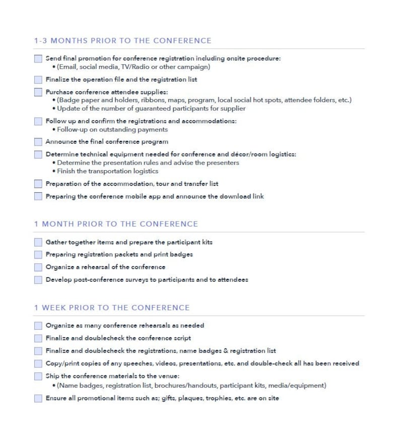Conference Planning Checklist PDF - Etsy