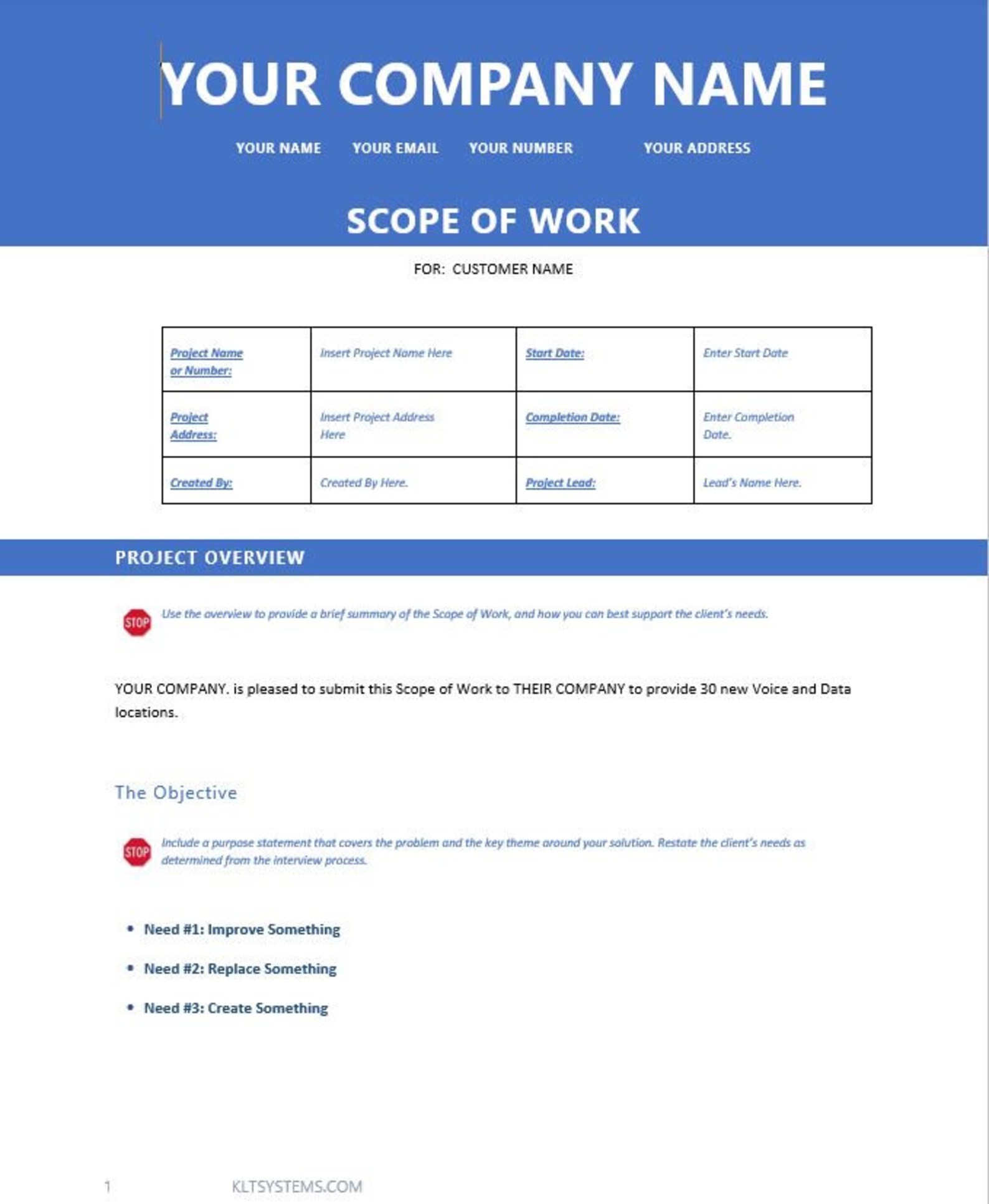 Scope of Work Template | SOW Template | Microsoft Word Template ...