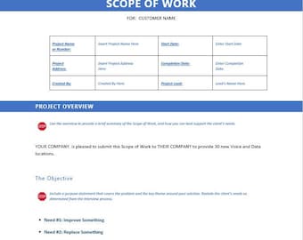 Scope of Work and Project Brief Template Microsoft Word Editable ...