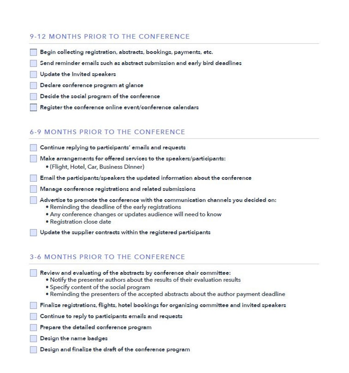 Conference Planning Checklist PDF - Etsy