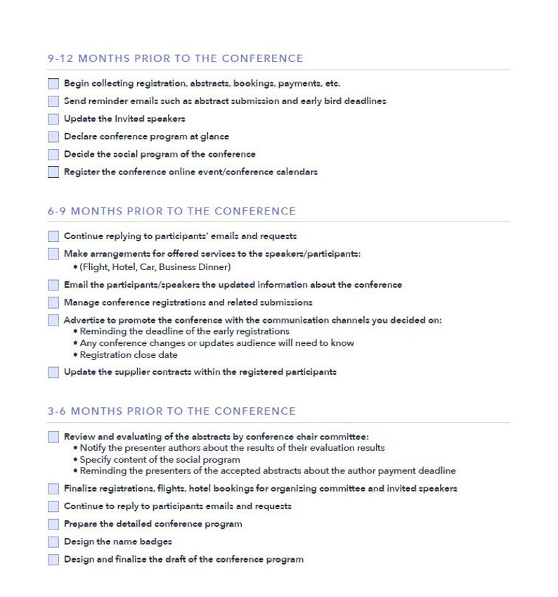 Conference Planning Checklist PDF - Etsy