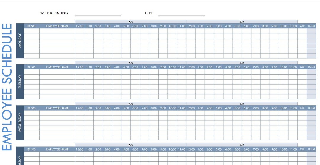 Employee Schedule in Excel - Etsy