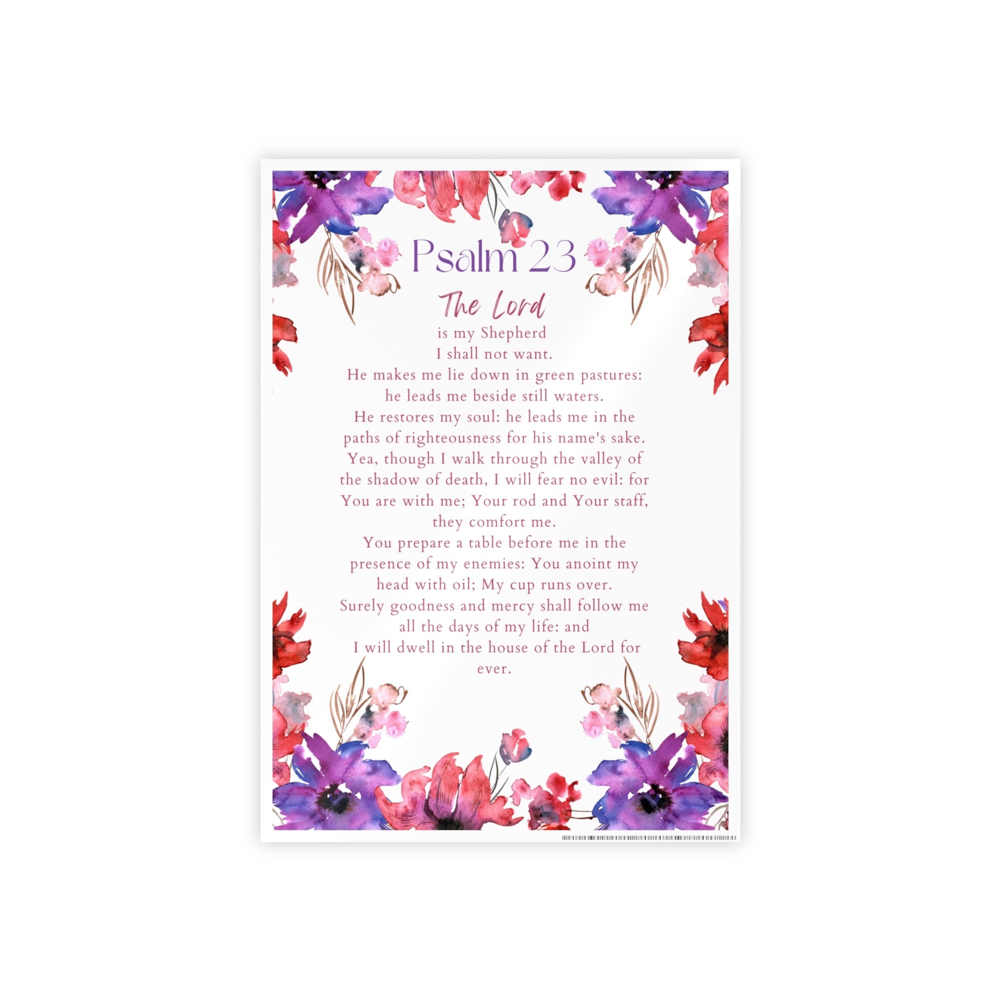 Psalm 23 Christian Poster Wall Art - Etsy