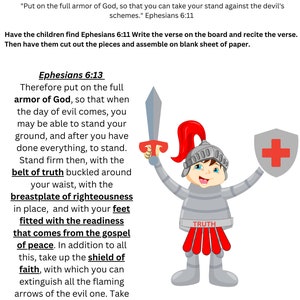 Armor of God Kids Cut & Paste Activity Bible Lesson Sunday School VBS ...
