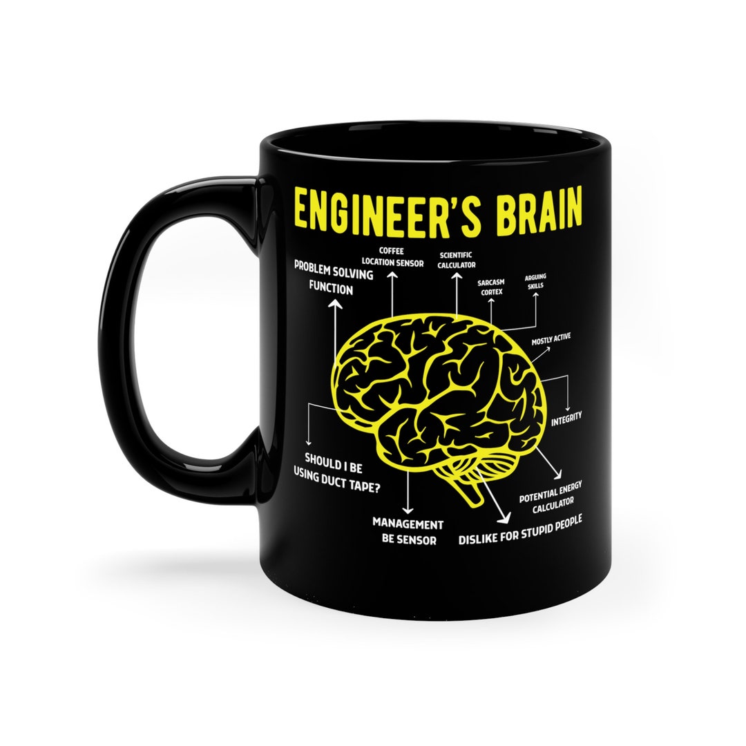 Engineer Brain Black Mug, Mug for Engineers, Engineer Graduation Mug ...