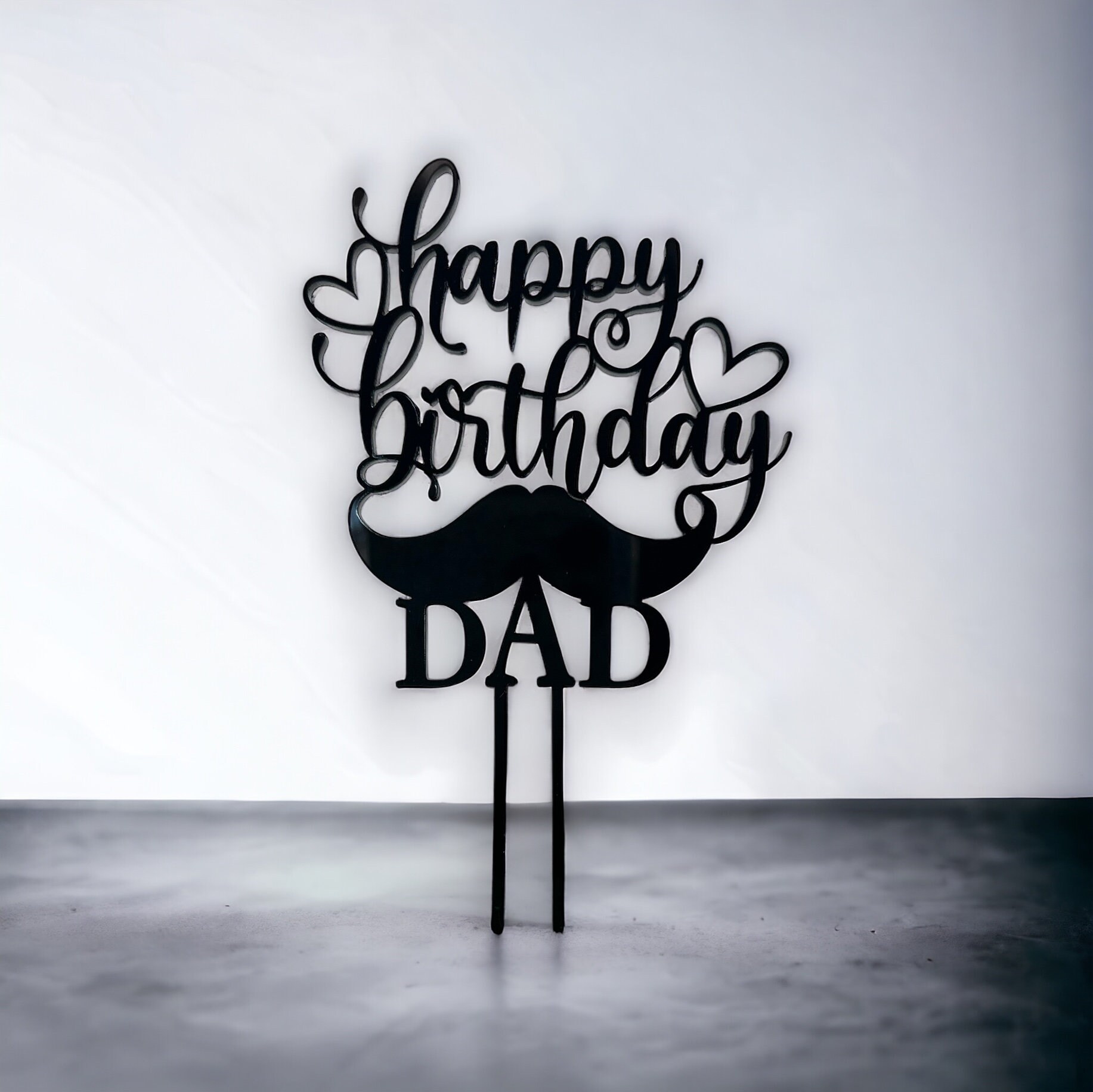 Happy Birthday Dad Cake Topper Gold Birthday Cake Topper Black