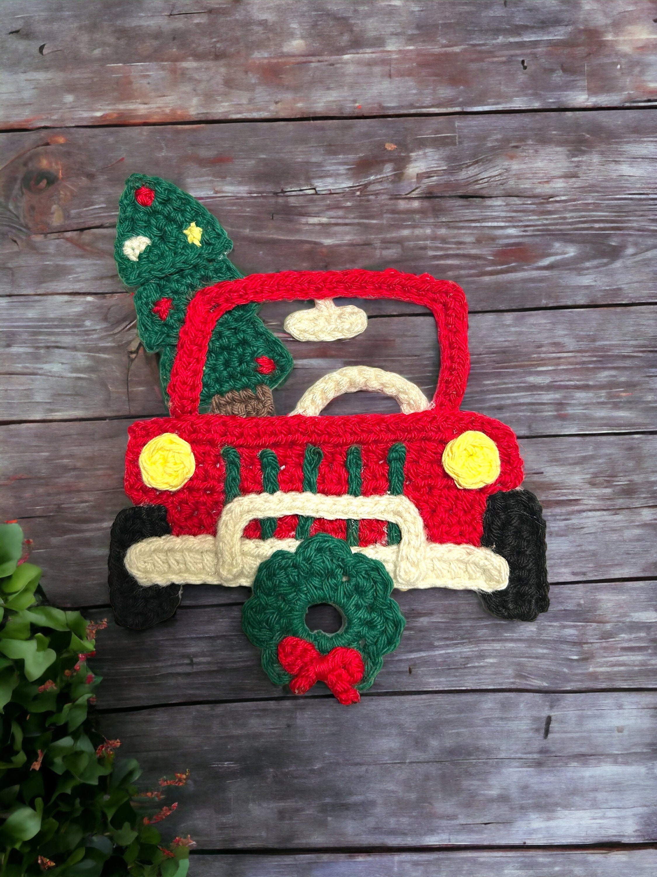 Crochet Christmas Car Applique Pattern - Etsy