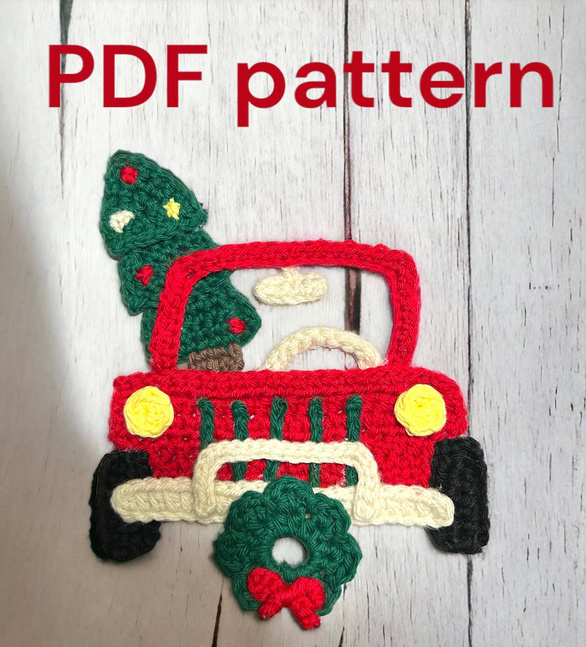 Crochet Christmas Car Applique Pattern - Etsy