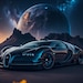 Bugatti Veyron Blue Car Print Realistic Cosmic Space Car Wall Art ...
