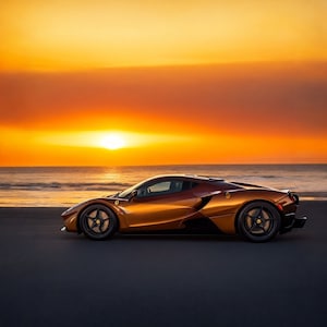 Ferrari Laferrari Red Car Print Sunset Coastal Cruise Car Wall Art ...