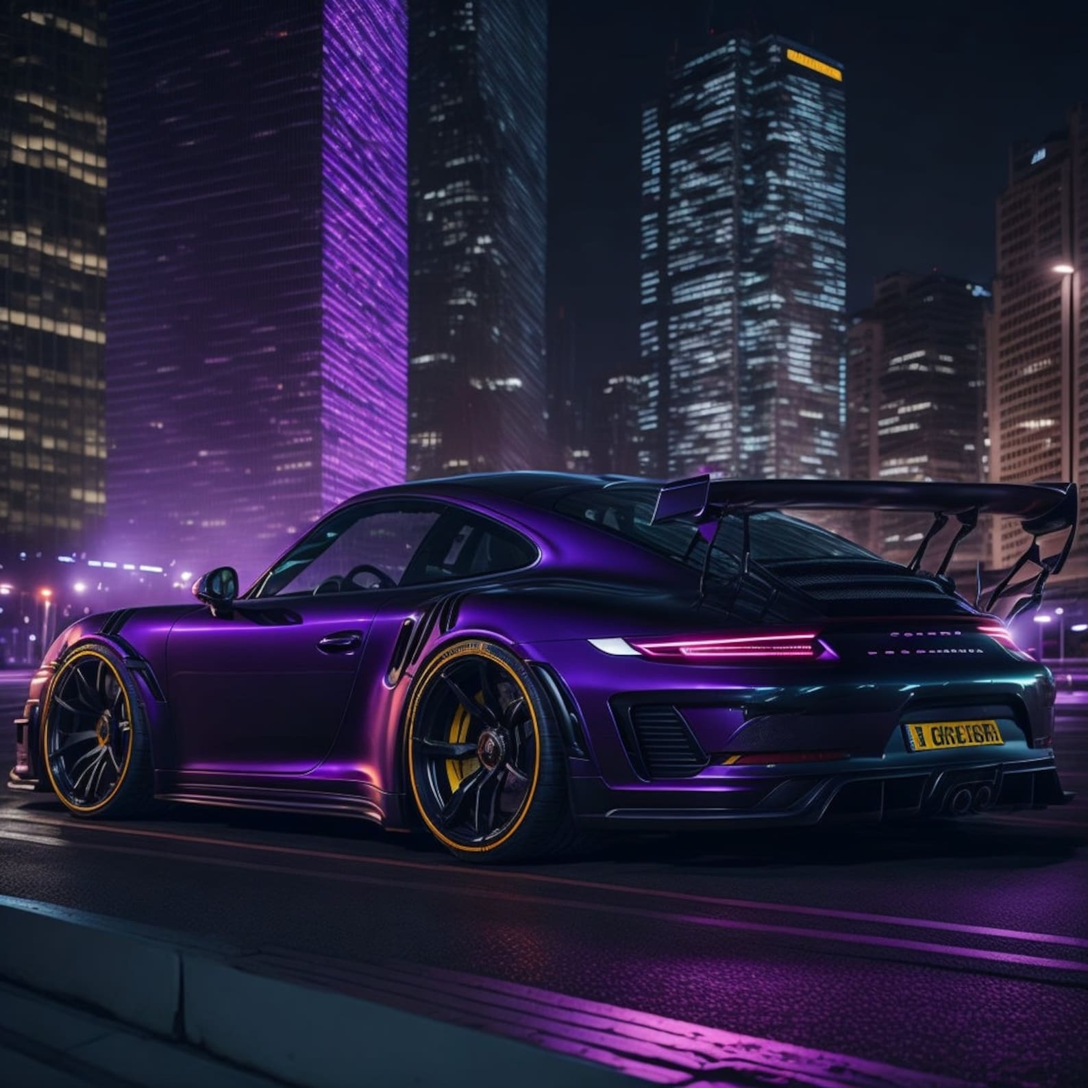 Porsche 911 GT3 RS Car Print Realistic Luxury Purple Sports Car Wall ...