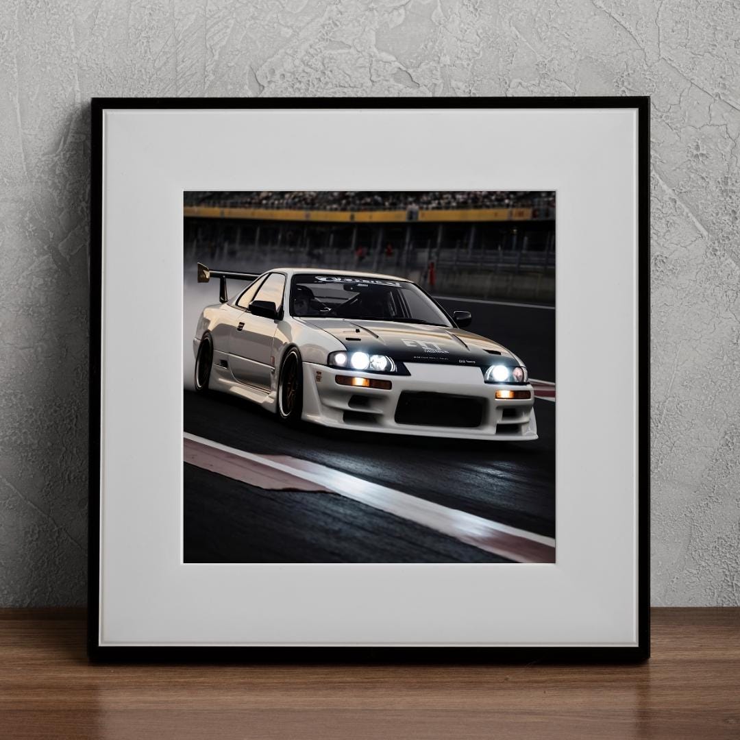 Nissan Silvia White Car Print Iconic Sports Car Digital Car Art Suzuka ...