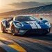 Ford GT Blue Racetrack Car Print White Strip Racing Car Wall Art ...