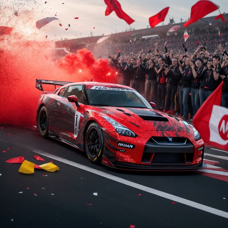 Nissan Gran Turismo Red Car Print Realistic Luxury Sports Car Wall Art ...