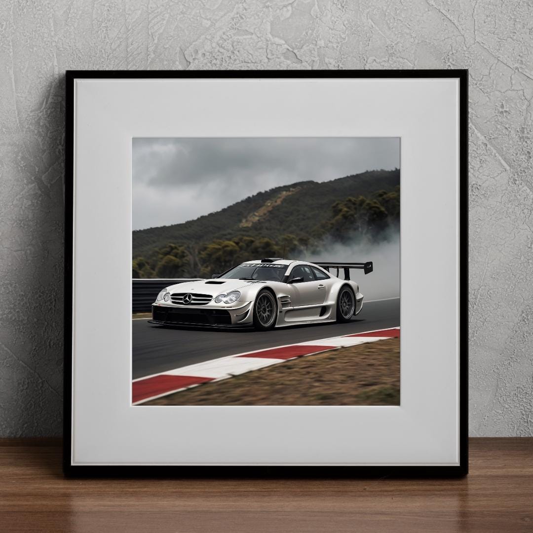 Mercedes-benz AMG CLK GTR Car Print Luxury White Supercar Digital Car ...