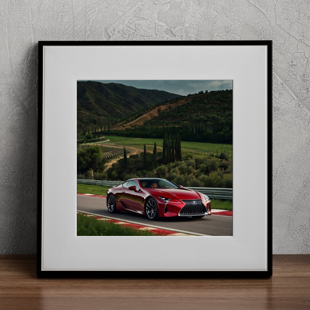 Lexus LC Red Car Print Coupe Sports Car Digital Car Art Evening Forest ...