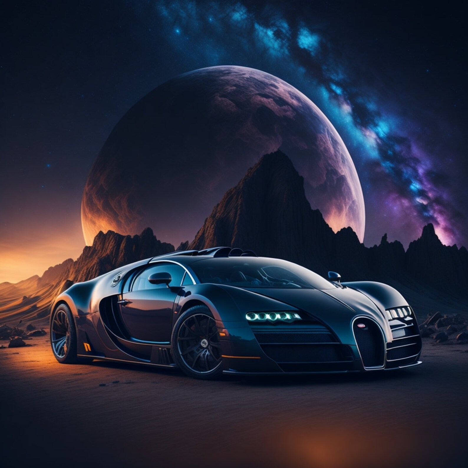 Bugatti Veyron Cosmic Space Digital Art, PNG Download, Wall Art Poster ...