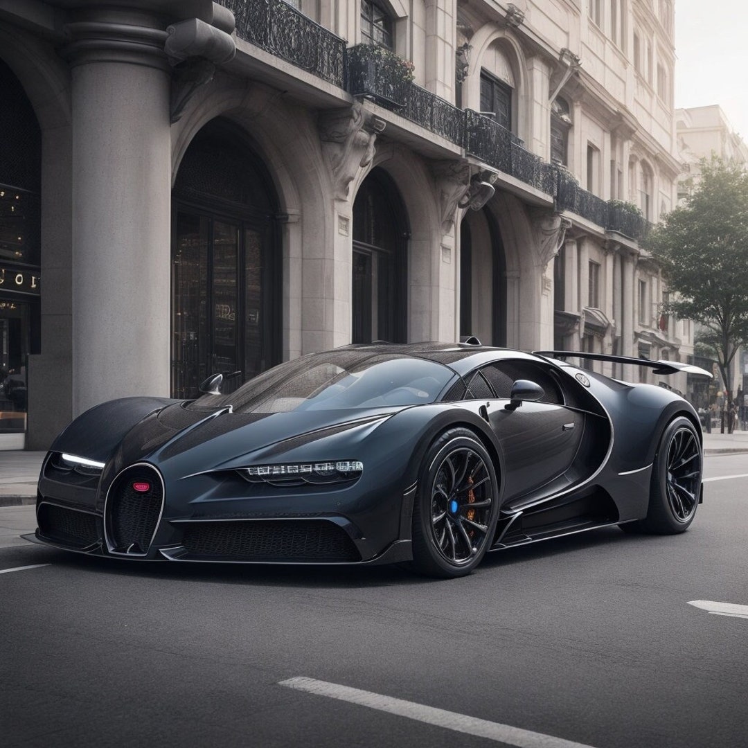 Bugatti Bolide Urban Car Print Realistic Architecture Scenery Car Wall ...