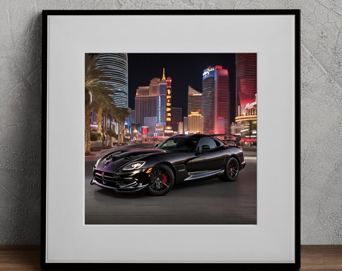 Dodge Challenger SRT Hellcat Demon Car Print Menacing Black Supercar ...