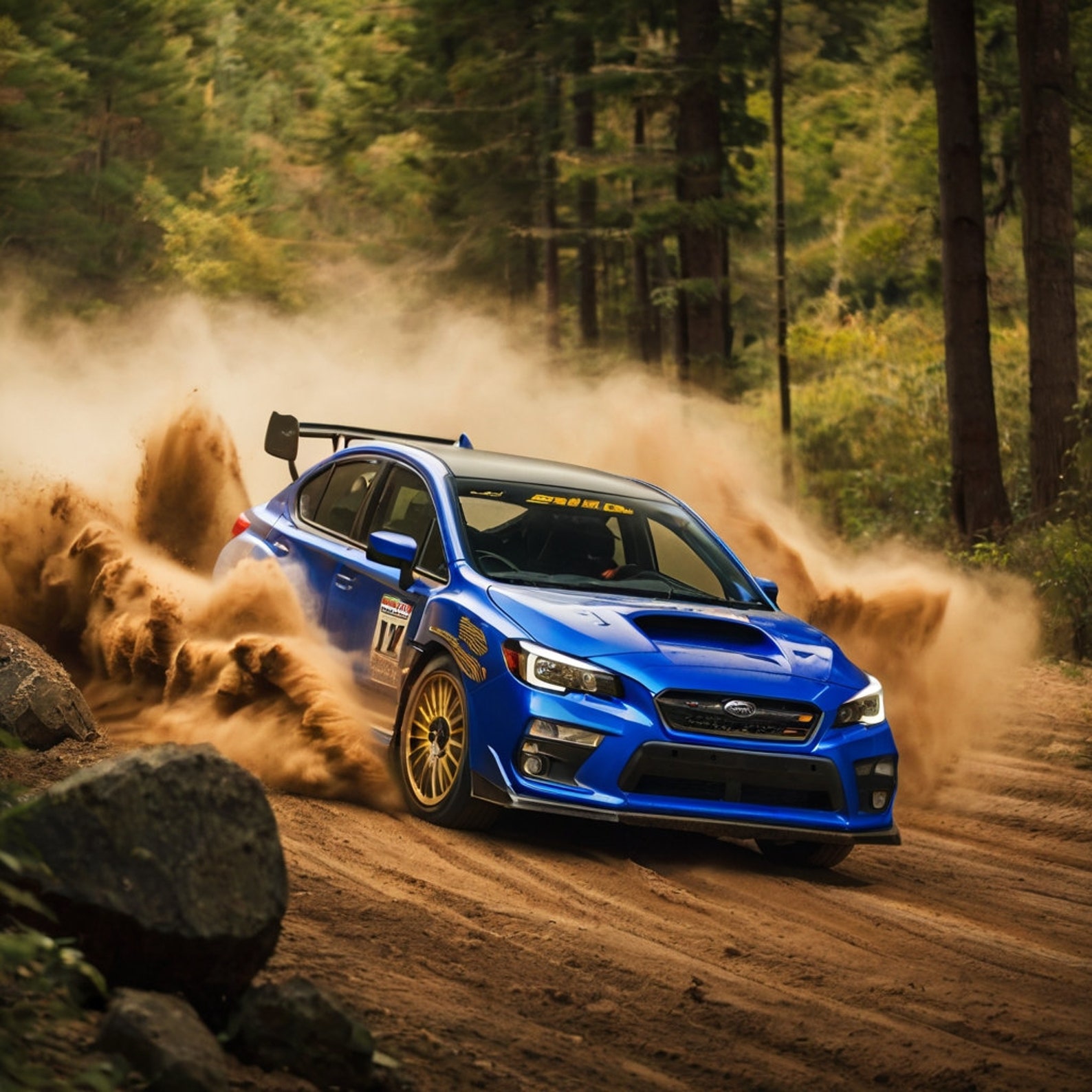 Subaru WRX STI Blue Car Print Motorsport Rally Racing Car Wall Art Fast ...