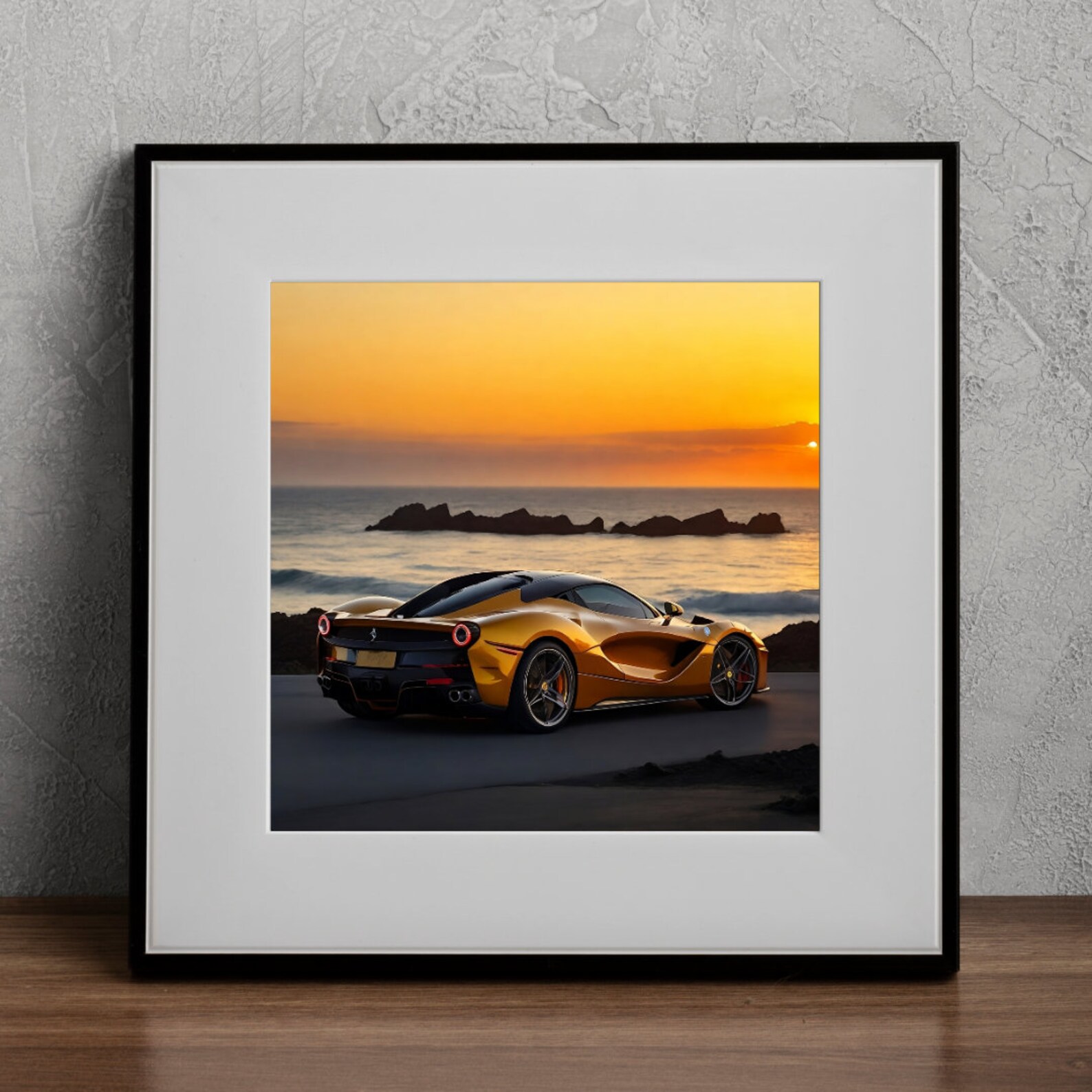 Ferrari Laferrari Red Car Print Sunset Coastal Cruise Car Wall Art ...
