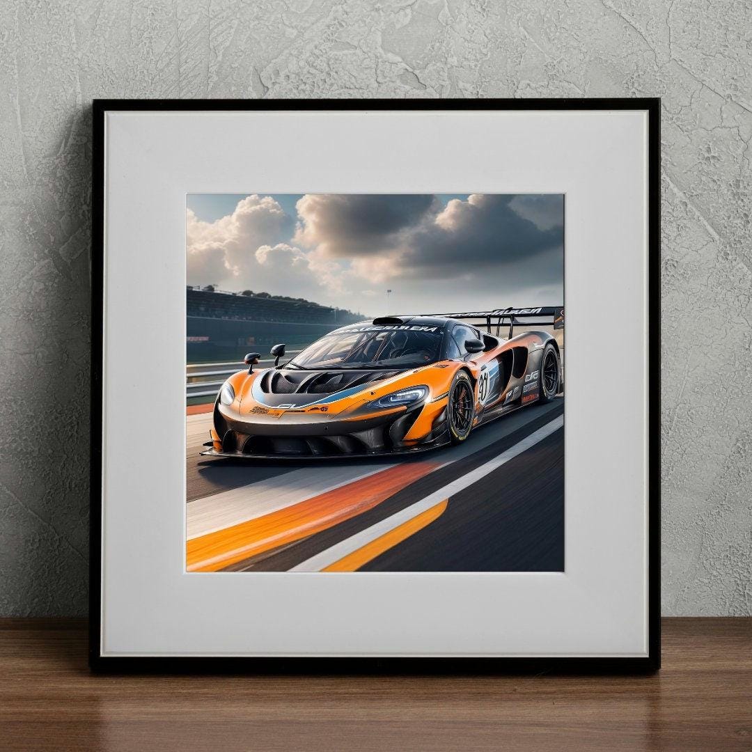 Mclaren GT3 Car Print Racetrack Motorsport Drive Car Wall Art Realistic ...