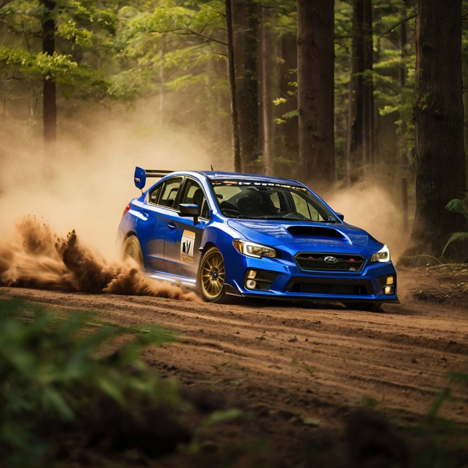 Subaru WRX STI Blue Car Print Motorsport Rally Racing Car Wall Art Fast ...