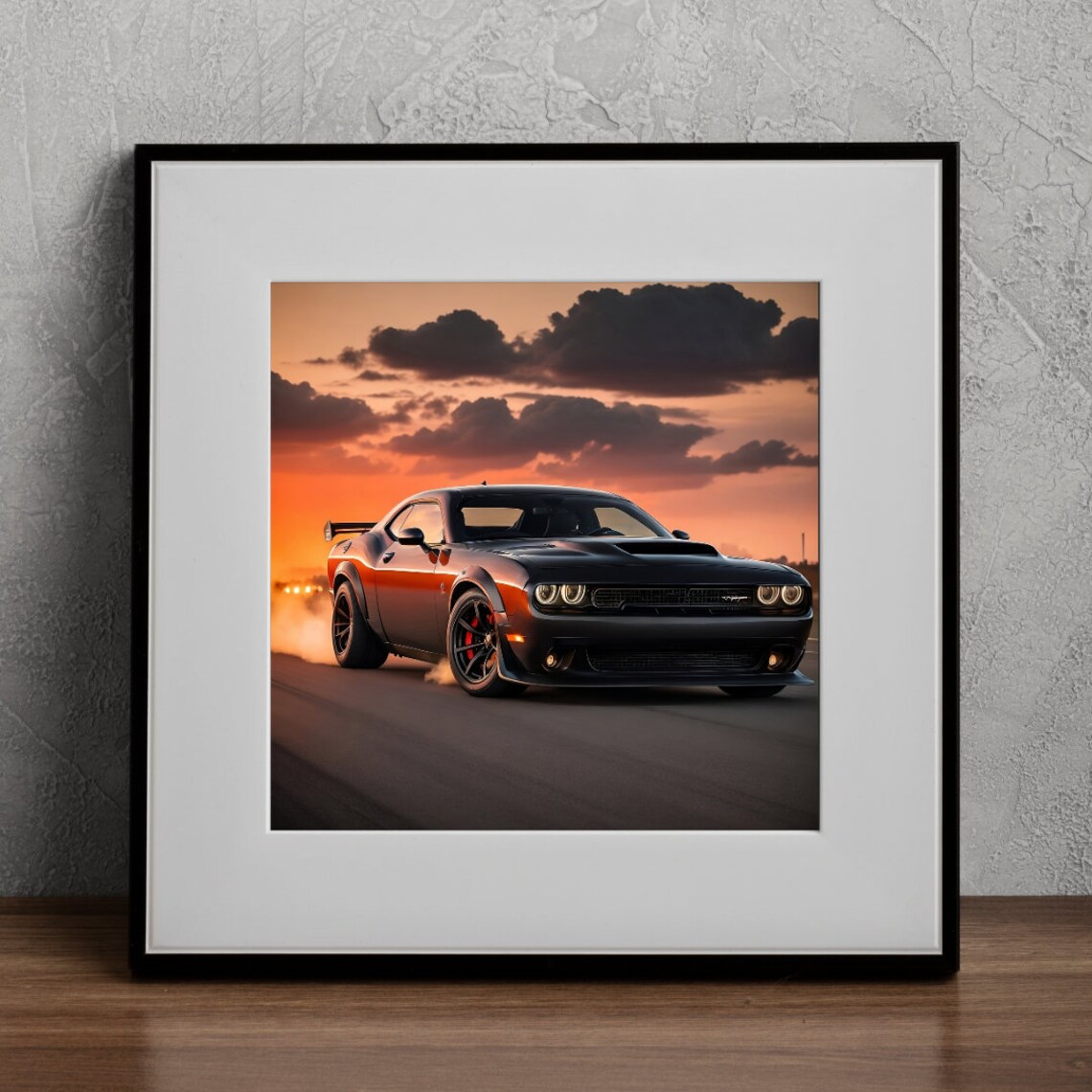 Dodge Challenger SRT Hellcat Demon Car Print Menacing Black Supercar ...