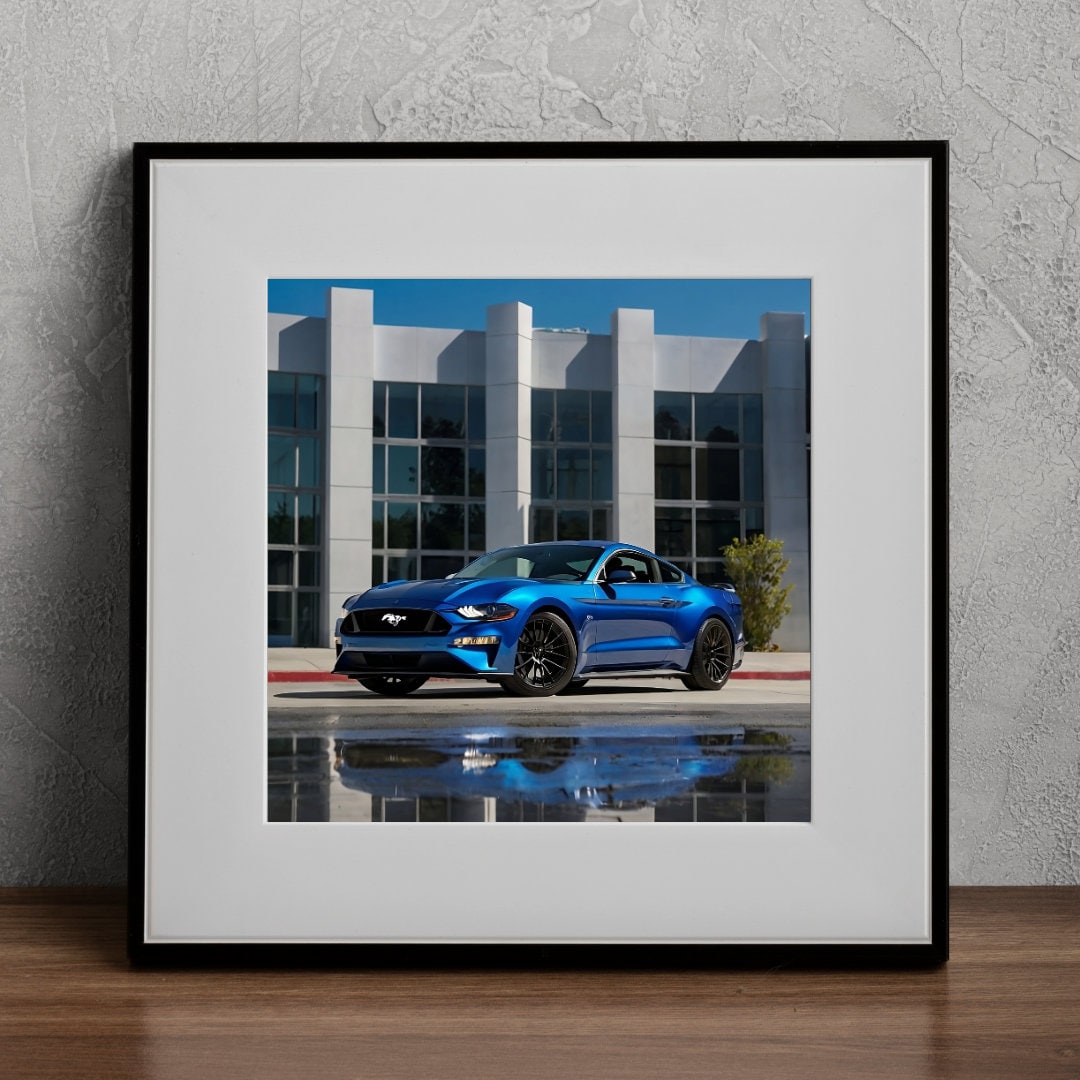Mustang GTD Blue Car Print Performance Supercar Digital Car Art High ...
