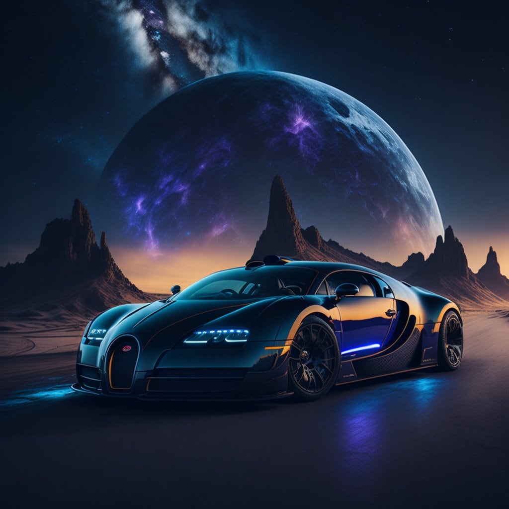 Bugatti Veyron Cosmic Space Digital Art, PNG Download, Wall Art Poster ...