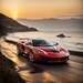 Ferrari Laferrari Red Car Print Sunset Coastal Cruise Car Wall Art ...