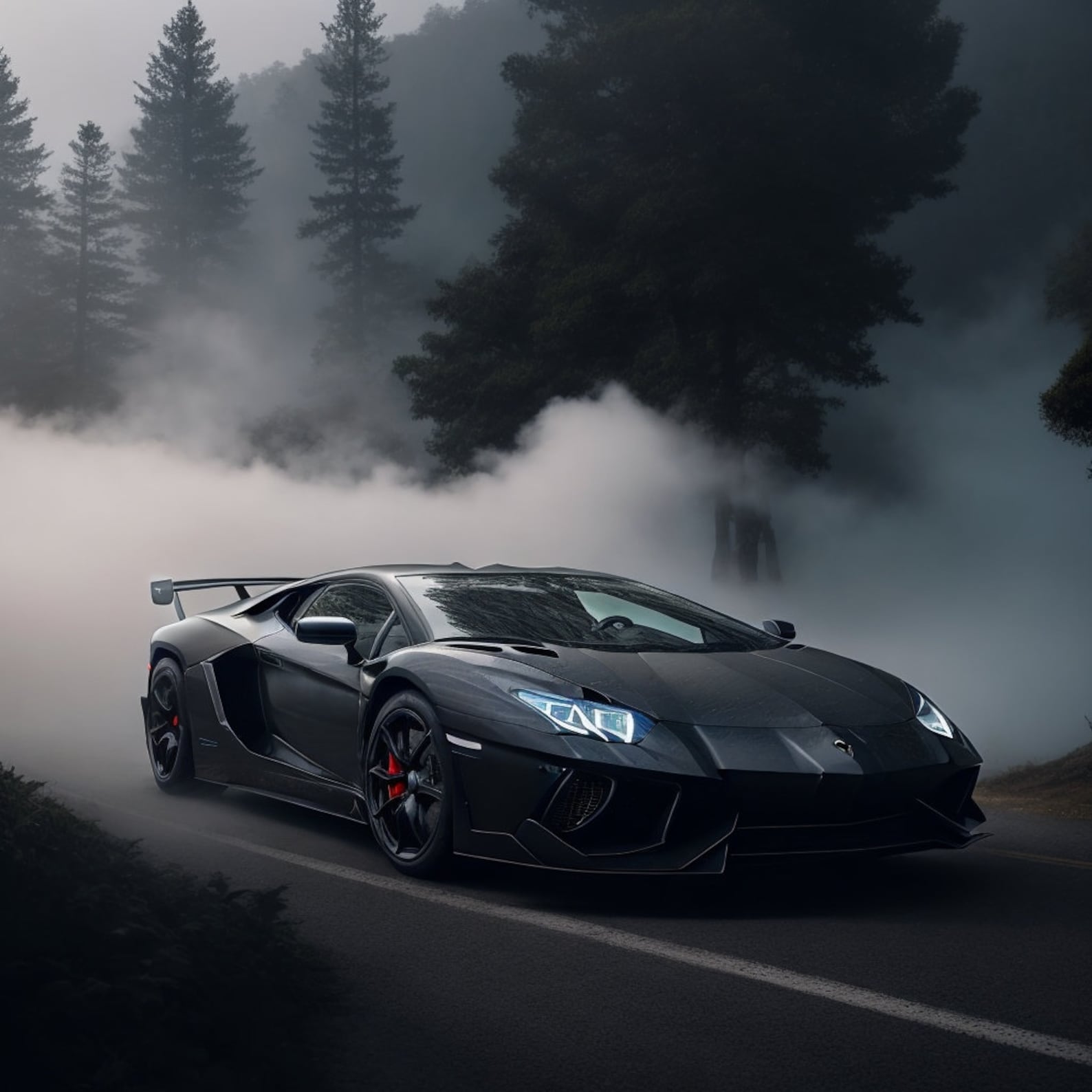 Lamborghini Aventador SVJ Black Car Print Realistic Modern Supercar Car ...
