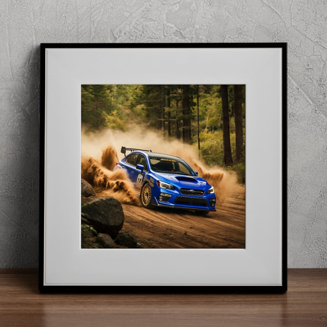 Subaru WRX STI Blue Car Print Motorsport Rally Racing Car Wall Art Fast ...