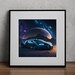 Bugatti Veyron Blue Car Print Realistic Cosmic Space Car Wall Art ...
