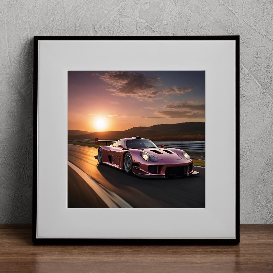 Porsche 911 GT1 Car Print Pink Luxury Hypercar Digital Car Art High ...