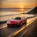 Ferrari Laferrari Red Car Print Sunset Coastal Cruise Car Wall Art ...