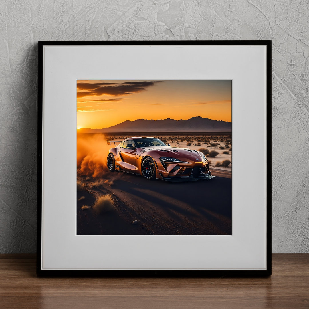 Toyota Supra Red Car Print Realistic Fast Sports Car Wall Art Open ...