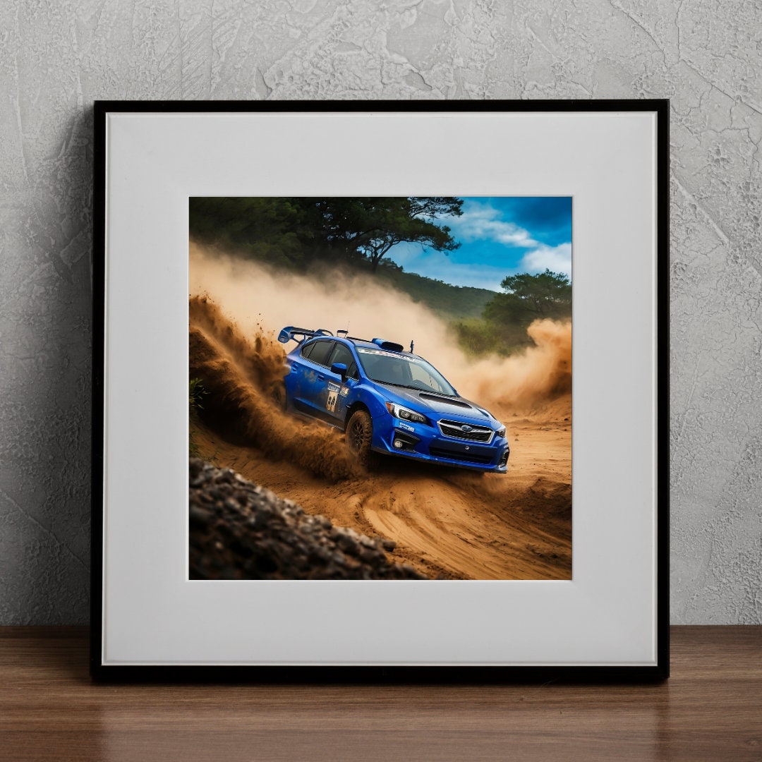 Subaru Impreza WR1 Blue Digital Print Off-road Rallying Digital Car Art ...