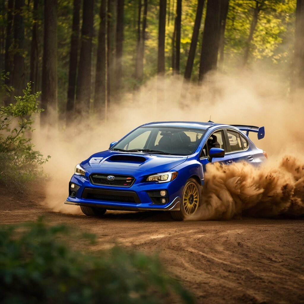 Subaru WRX STI Blue Car Print Motorsport Rally Racing Car Wall Art Fast ...