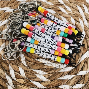 Personalized Name Keychains, Personalized Beaded Keychains, End of Year ...