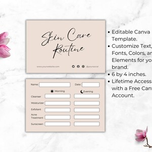 Skincare Routine Card Template: Esthetician Client Aftercare (canva) - Etsy