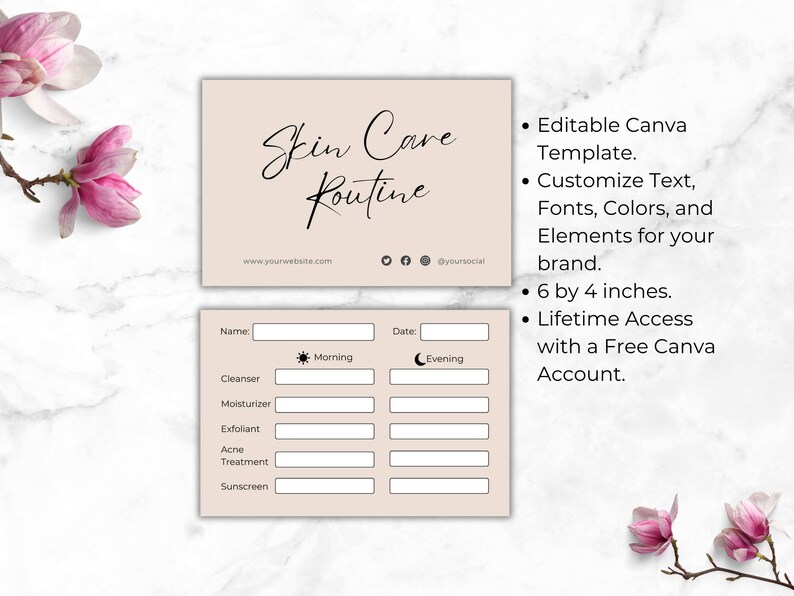 Skincare Routine Card Template: Esthetician Client Aftercare (canva) - Etsy