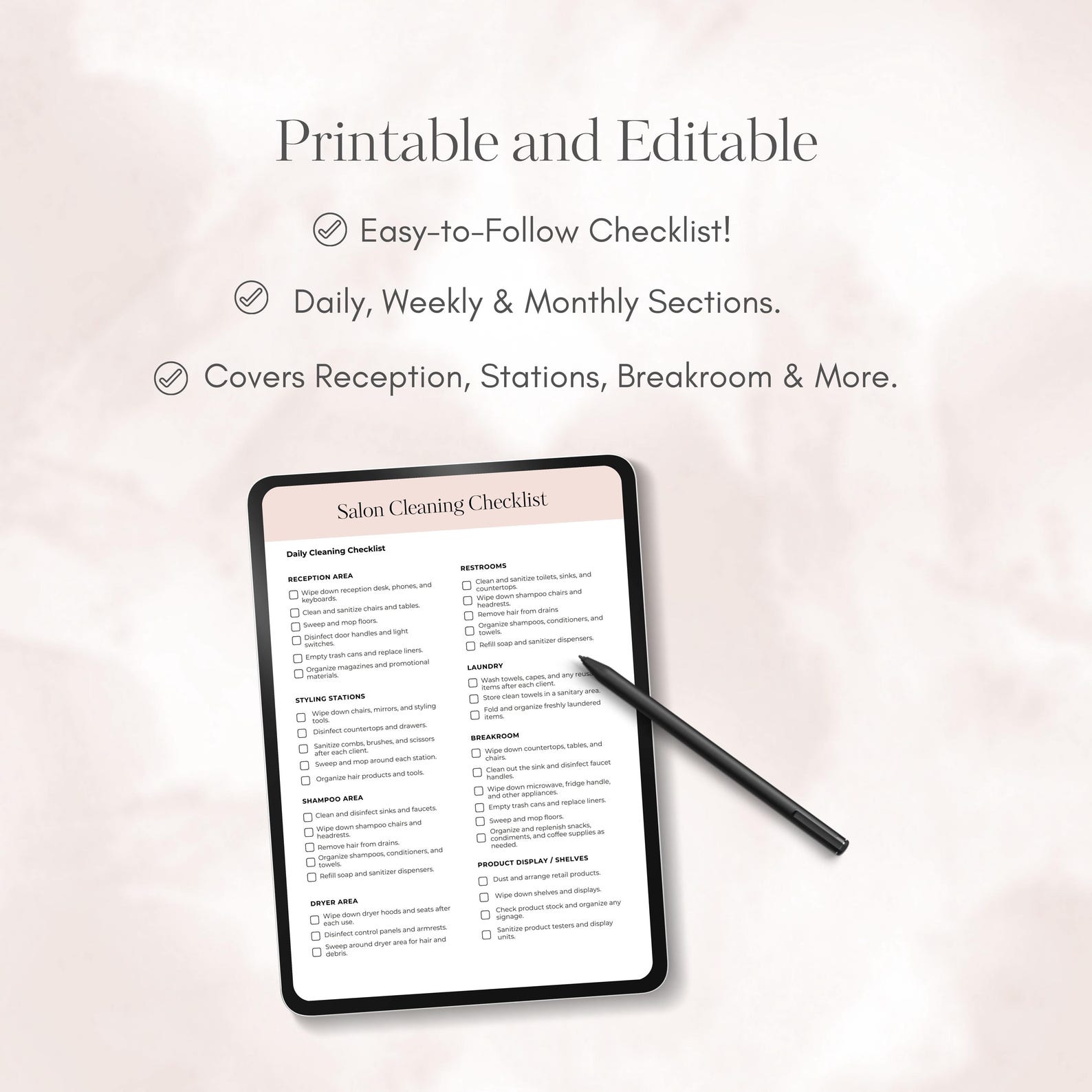 Salon Cleaning Checklist: Hair & Lash Services (canva Template) - Etsy