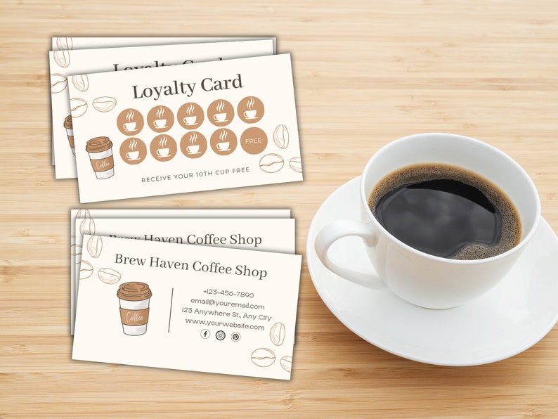 Coffee Shop Loyalty Card Template: Customizable Rewards (canva Editable ...