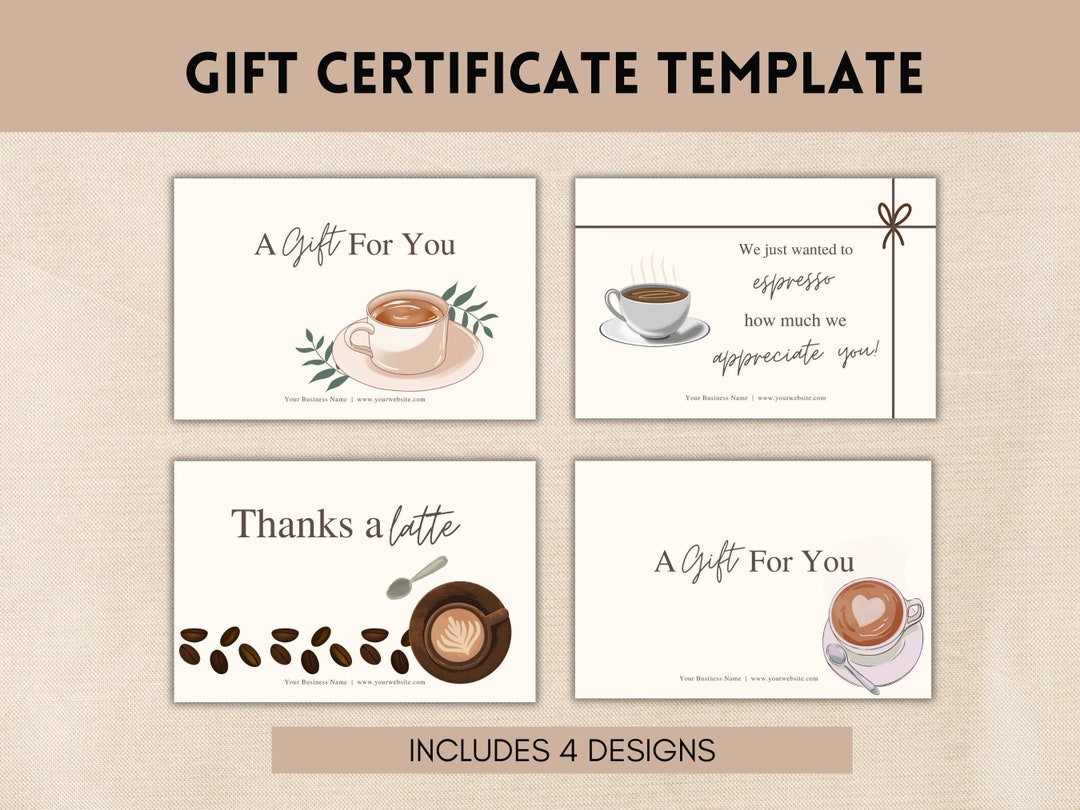 Thanks a Latte Coffee Gift Certificate Voucher Template for Coffee ...