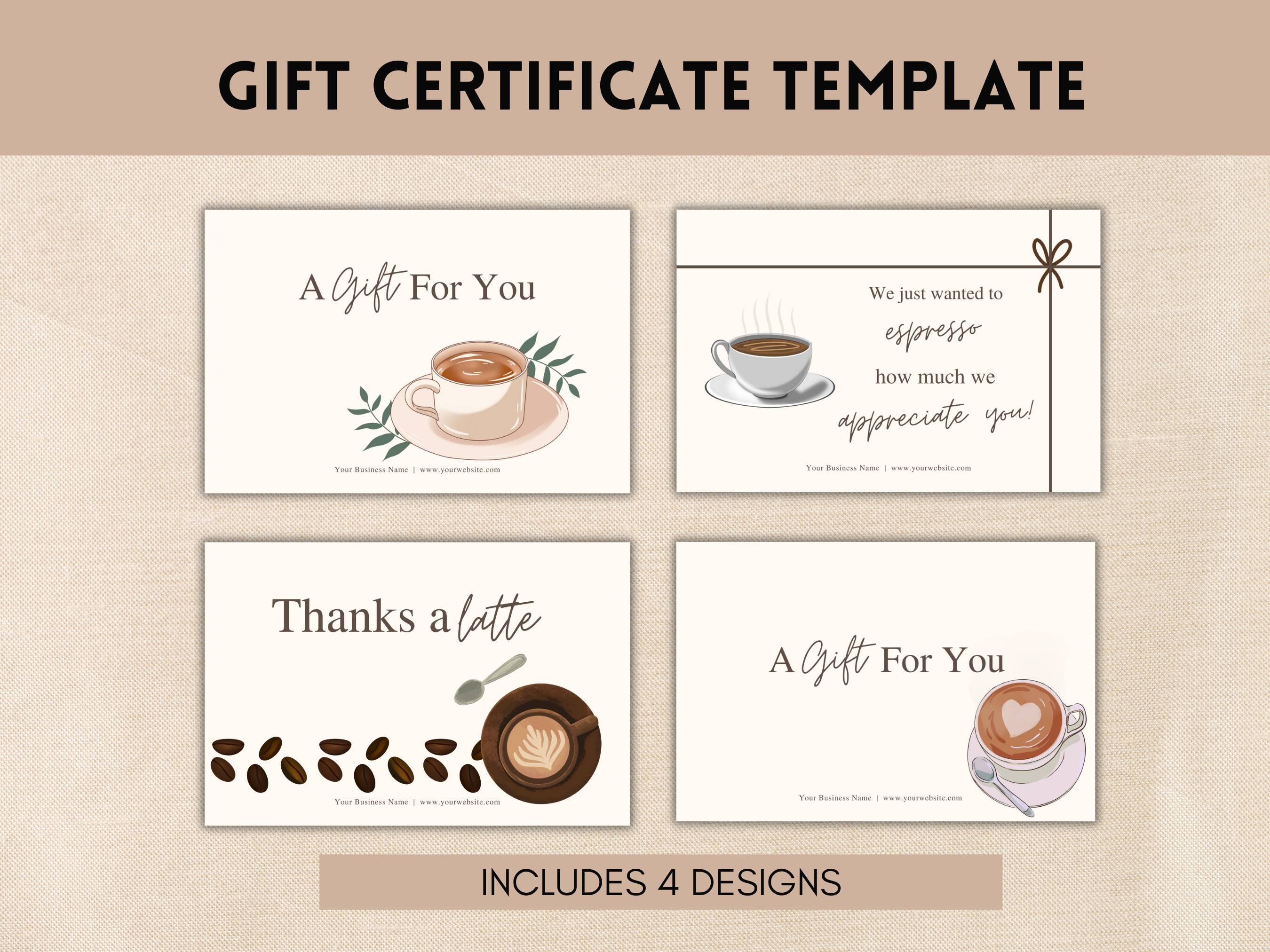Coffee Shop Gift Certificate Template: Editable Canva Designs (digital ...