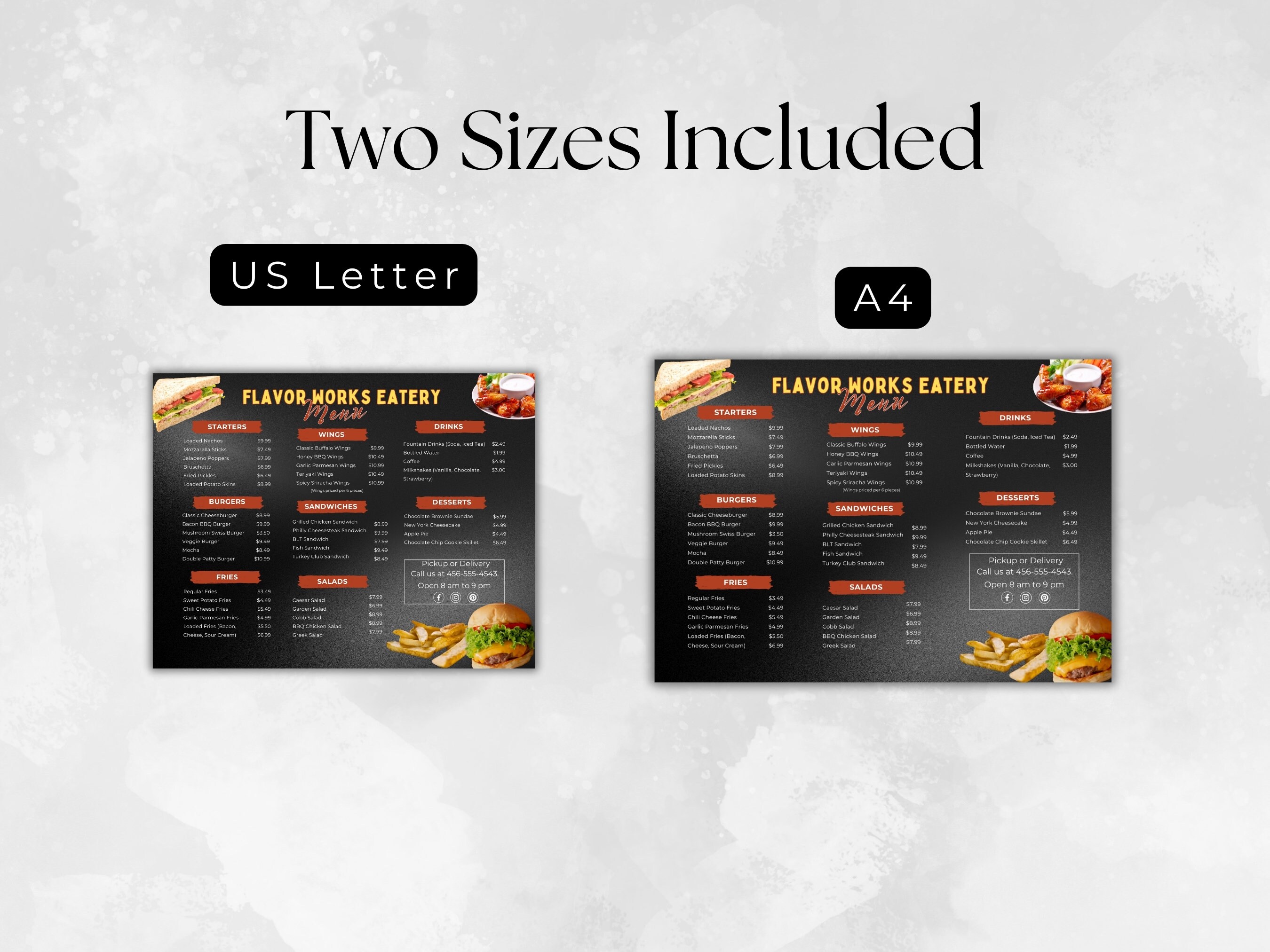 Food Menu Canva, Restaurant Menu Template, Us Letter Size Menu Price ...