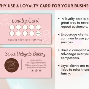 Bakery Loyalty Card Template: Feminine Pink Design (canva Editable) - Etsy