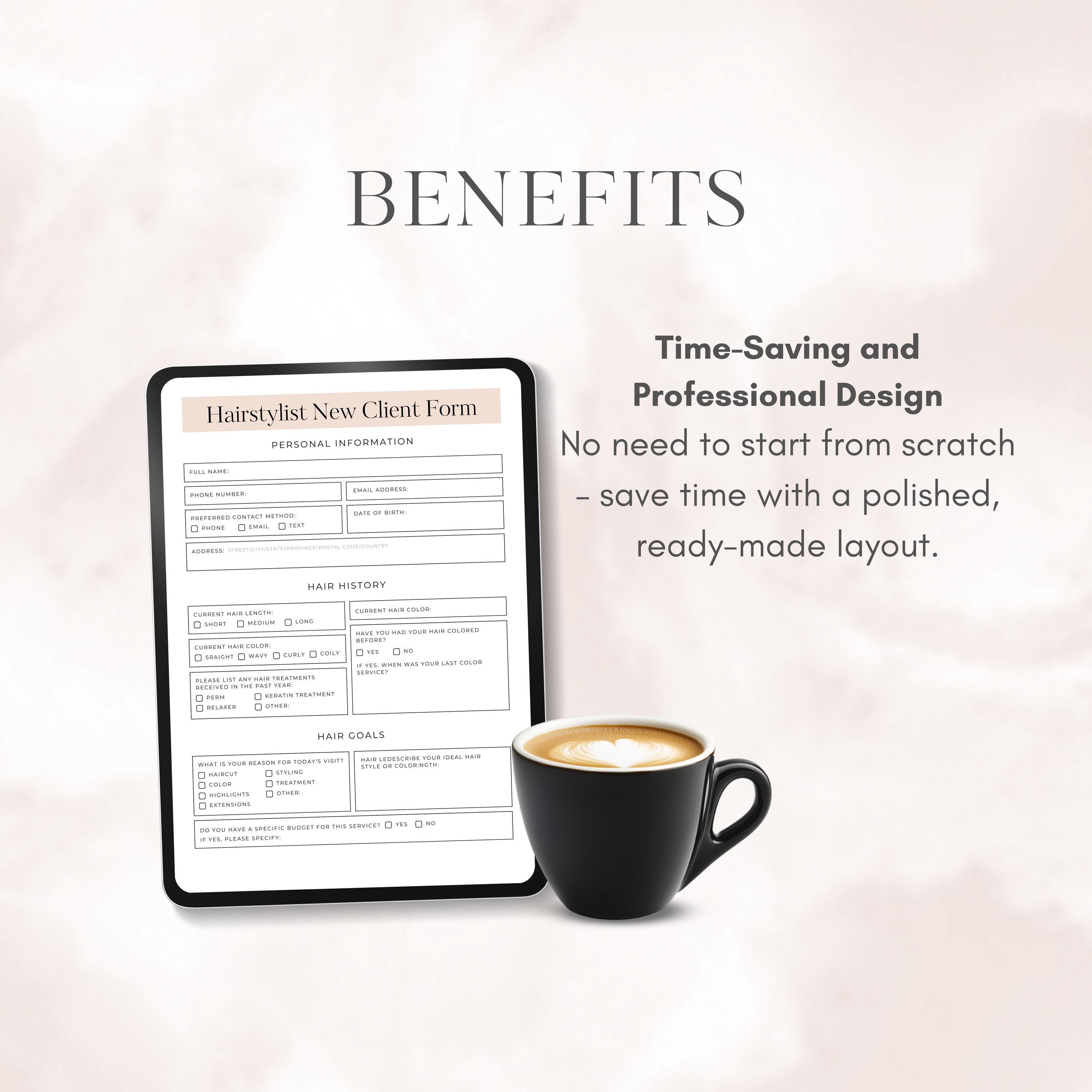 Hairstylist New Client Intake Form: Salon Consultation Sheet (printable ...