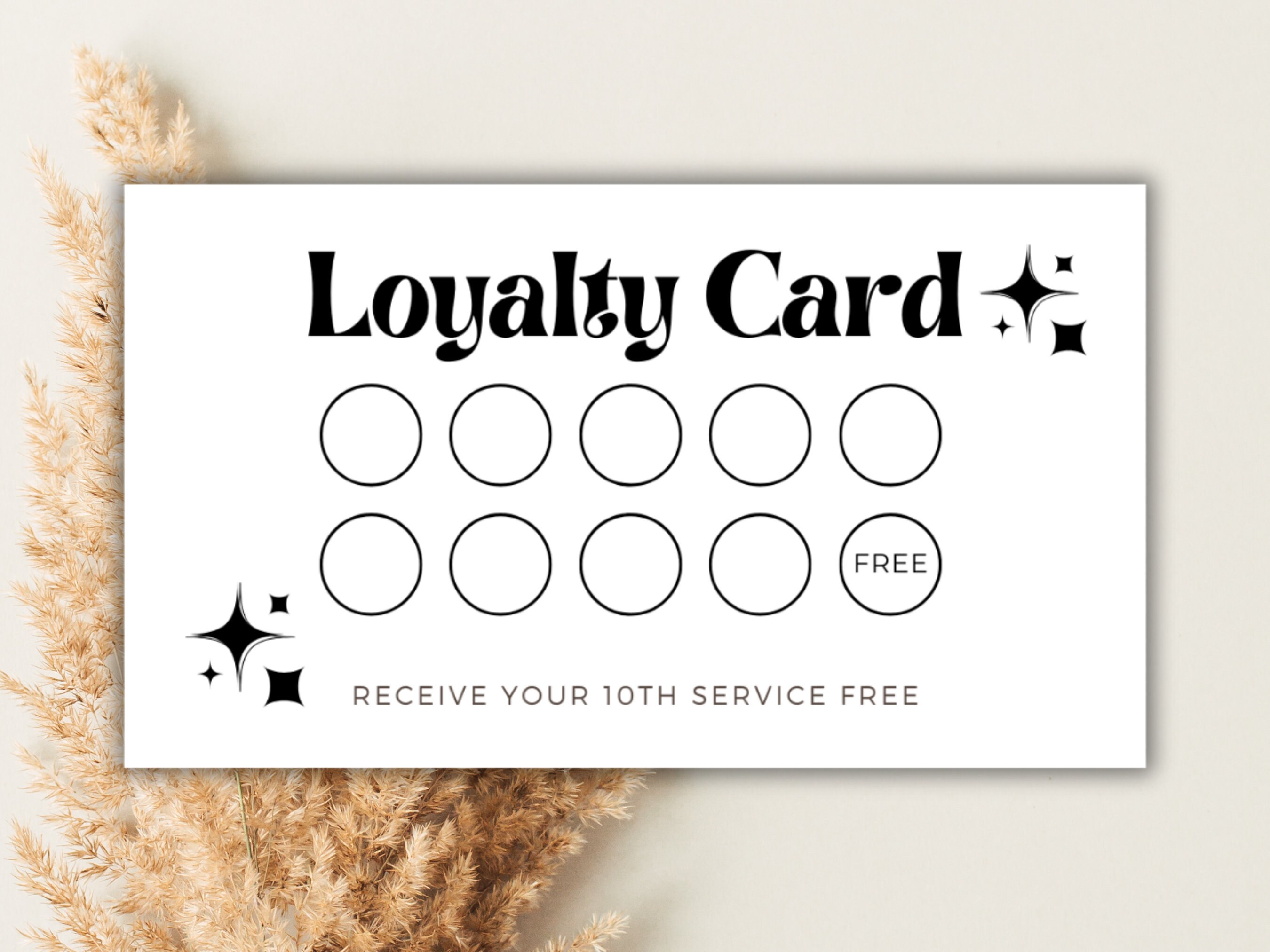 Retro Loyalty Card Template, Feminine Loyal Card, Customer Stamp Card ...
